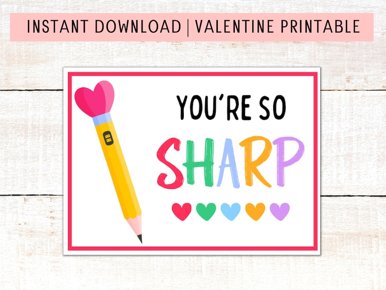 Pencil Valentine Printable | School Valentines Day Cards for Kids ...