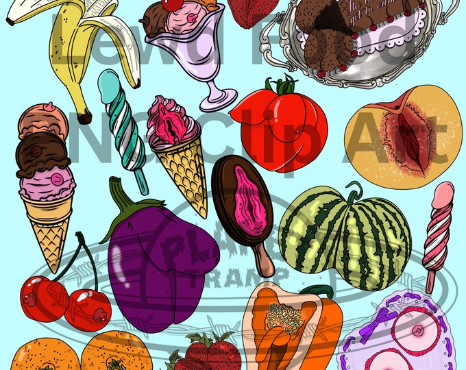 Lewd Food Clipart Pack Food Fetish Art Naughty Dessert Stickers Food