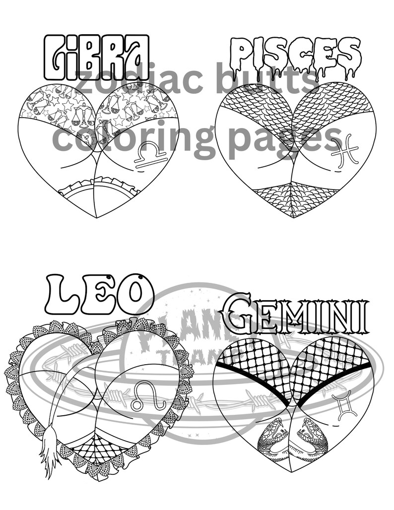 Zodiac Sign Digital Coloring Pages, Horoscope, Astrology Printable ...