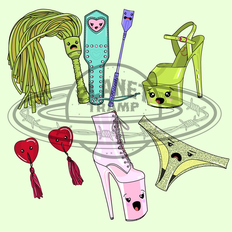 Kinky Kawaii Clipart Pack Bdsm Stickers Fetish Art Adult Etsy