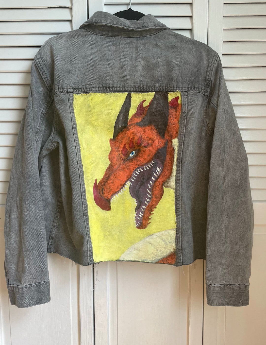 Custom Hand Painted Dragon Jean Jacket - Etsy