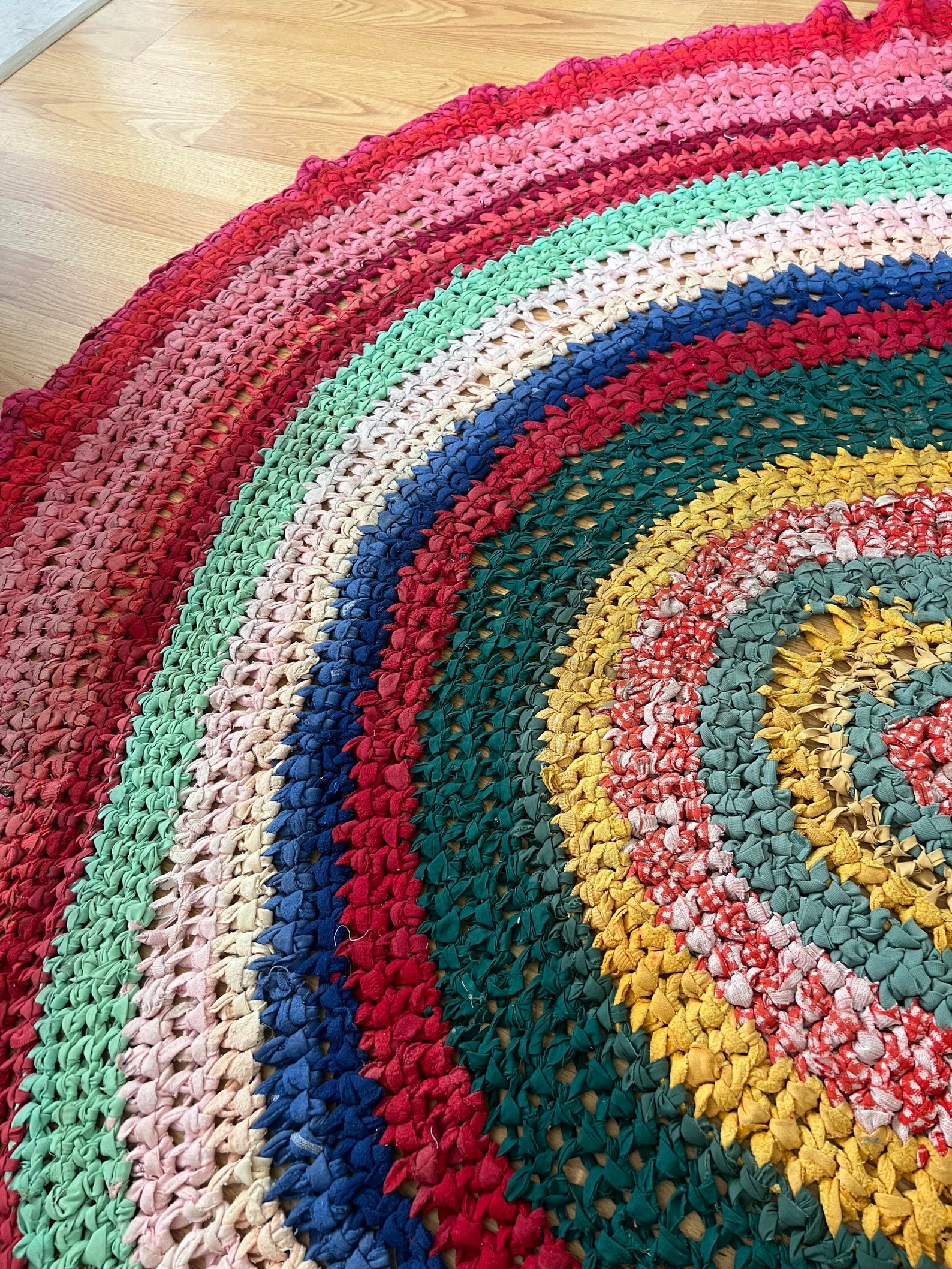Huge RARE Vintage 60s-70s Handmade Colorful Round Rag Rug - Etsy