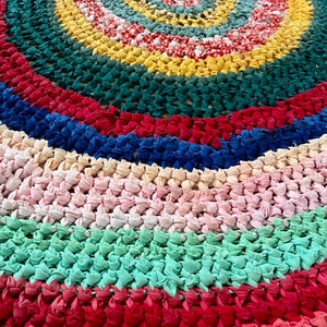 Huge RARE Vintage 60s-70s Handmade Colorful Round Rag Rug - Etsy
