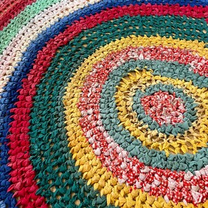 Huge RARE Vintage 60s-70s Handmade Colorful Round Rag Rug - Etsy
