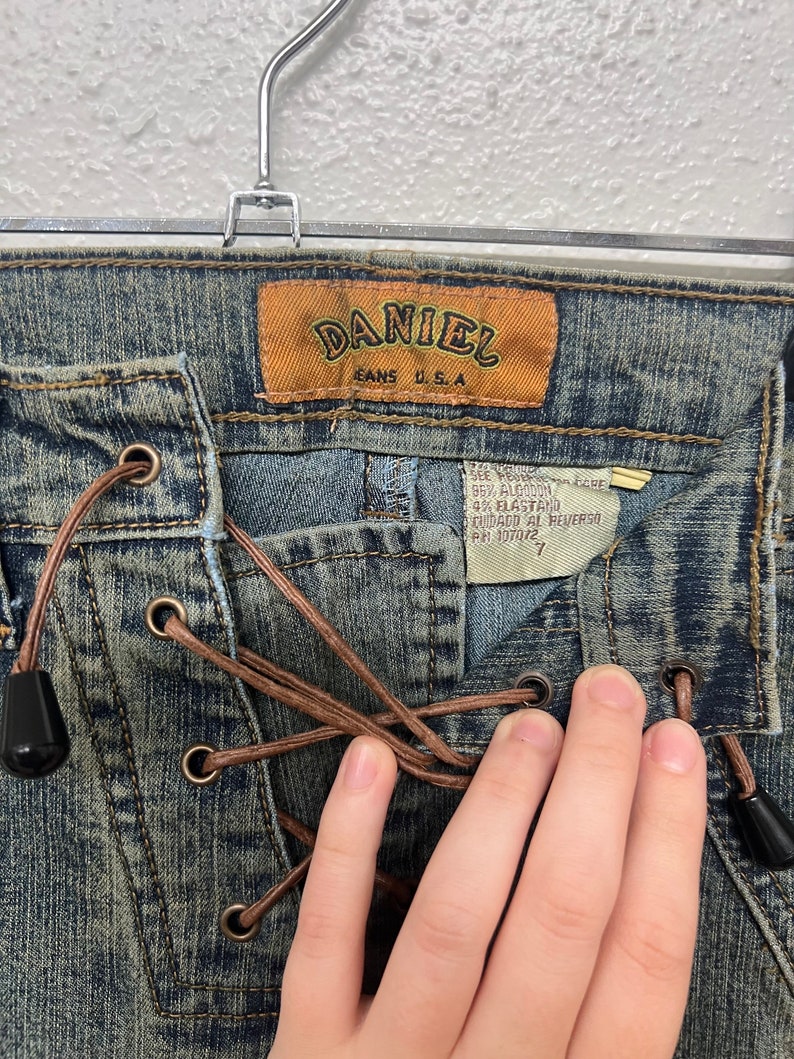 VTG Y2K Daniel Jeans Lace up Washed Low Rise Jeans Size 7 - Etsy