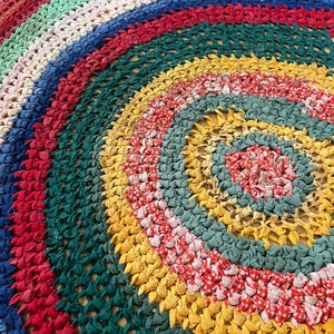Huge RARE Vintage 60s-70s Handmade Colorful Round Rag Rug - Etsy