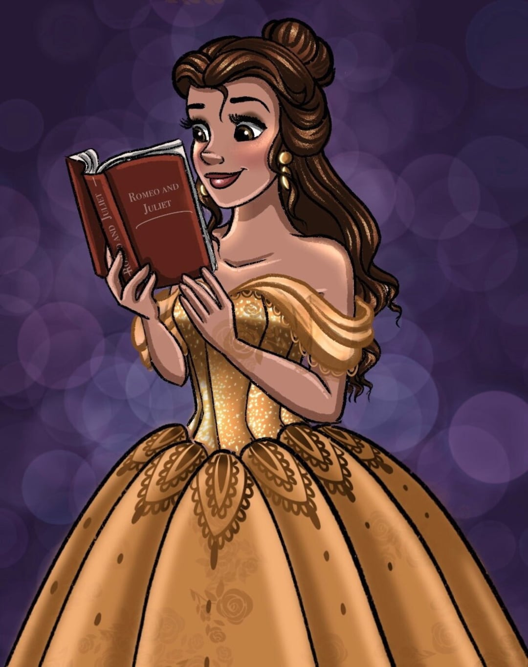 Belle Reading A Book Print on Fine Art Paper - Etsy