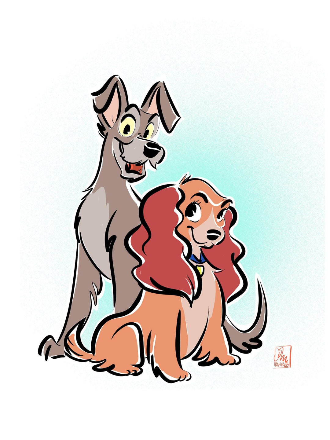 Lady and the Tramp Classic Print on Fine Art Paper - Etsy