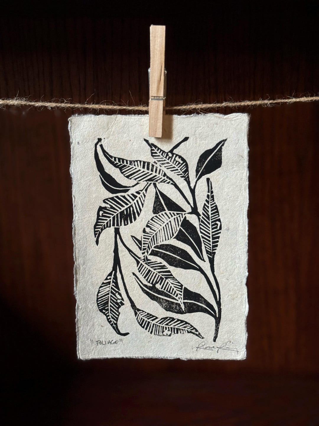 Leaf Linocut Print "foliage" 5x7 Handmade Linoleum Block Print Art - Etsy