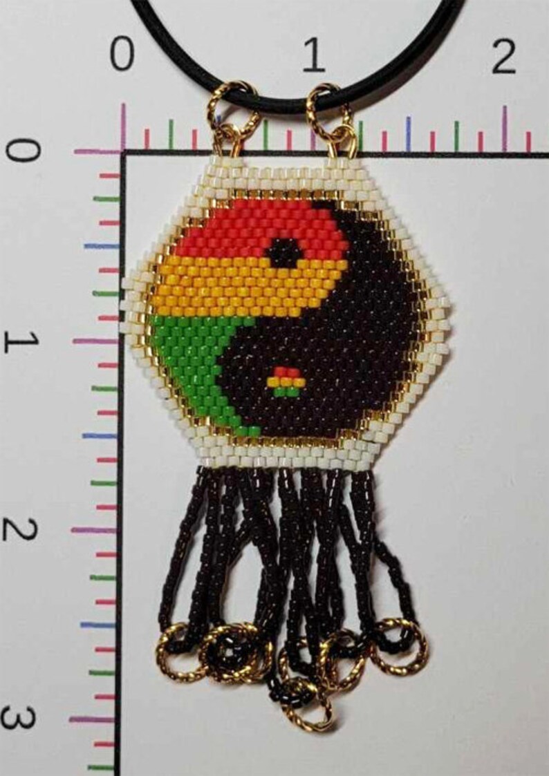 Juneteenth Rasta Yin Yang Pendant Brick Stitch Beading Pattern ...