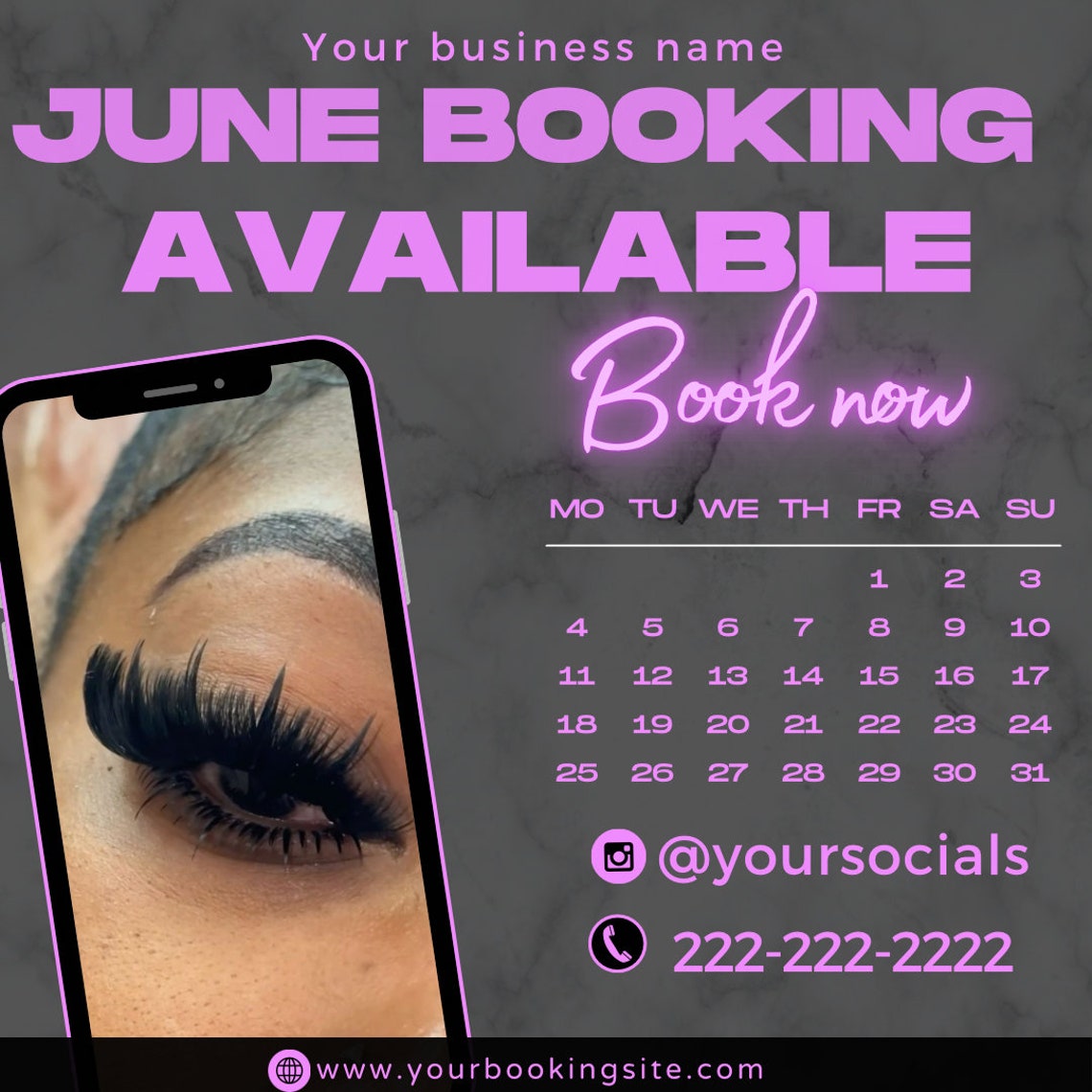 DIY June Booking Available Flyer for Business, Appointments Available ...
