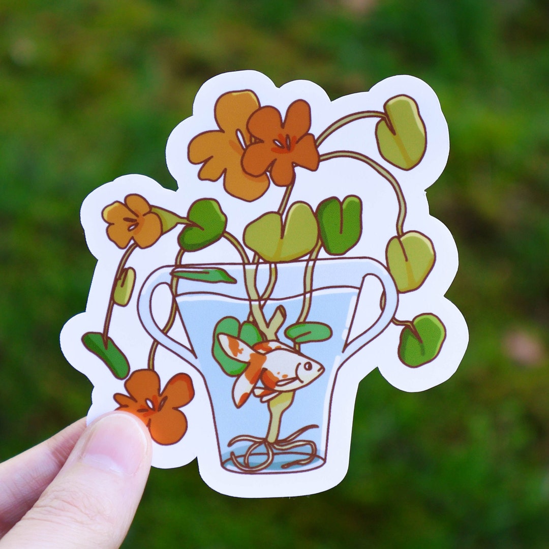 Goldfish Vase Sticker - Etsy