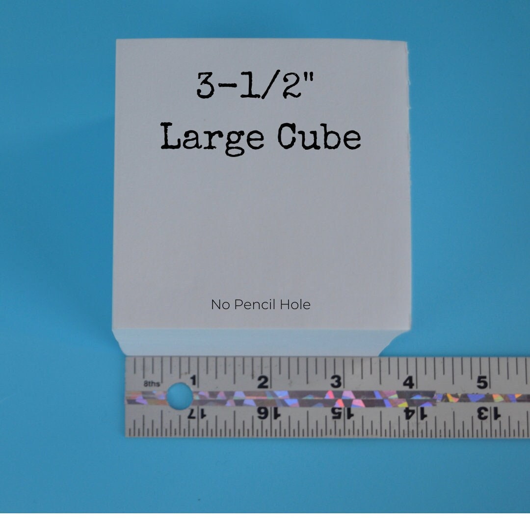 Large White 3-1/2" Square Memo Cube, Use White or Decorate; Rubber Stamp, Color, Paint ...