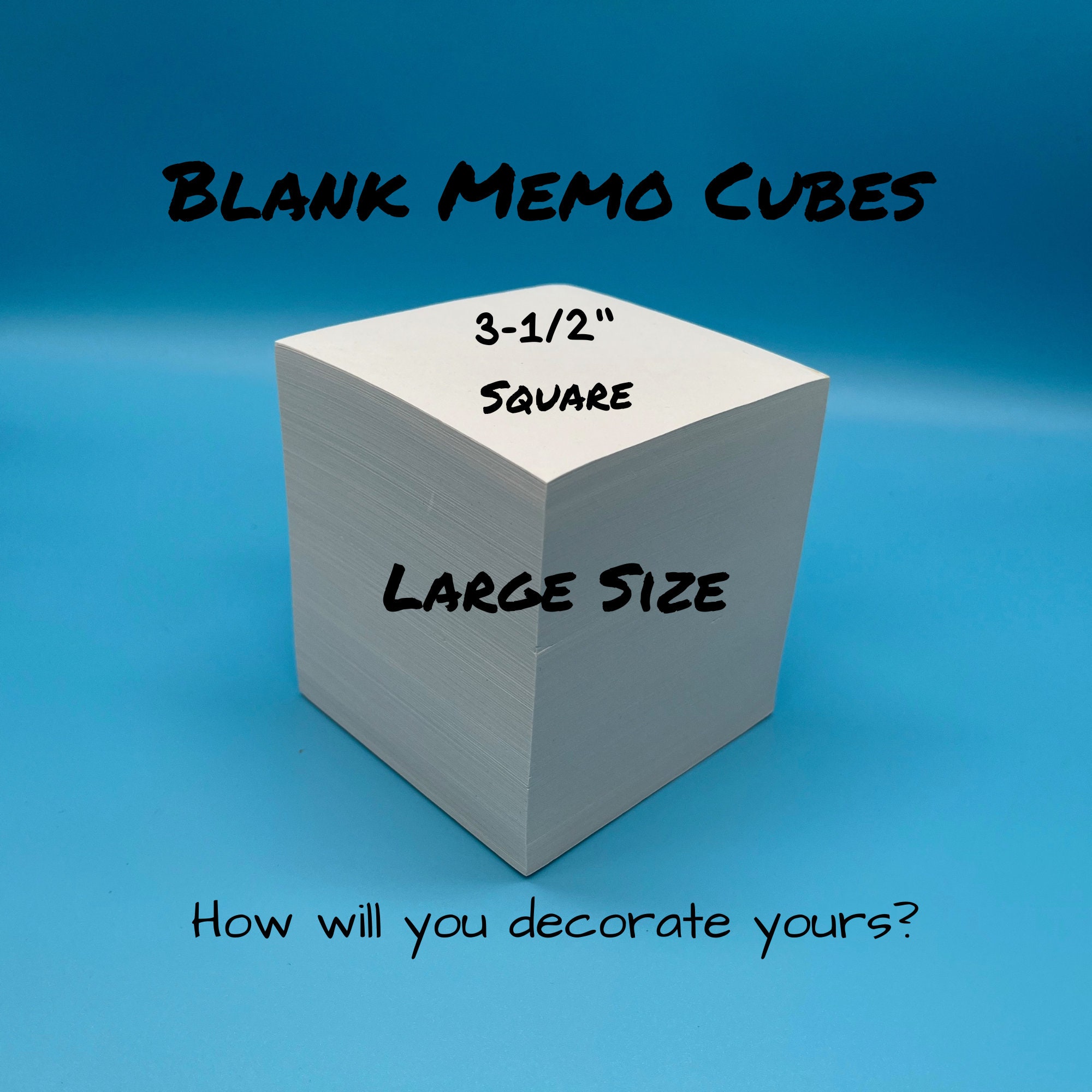 Large White 3-1/2" Square Memo Cube, Use White or Decorate; Rubber ...