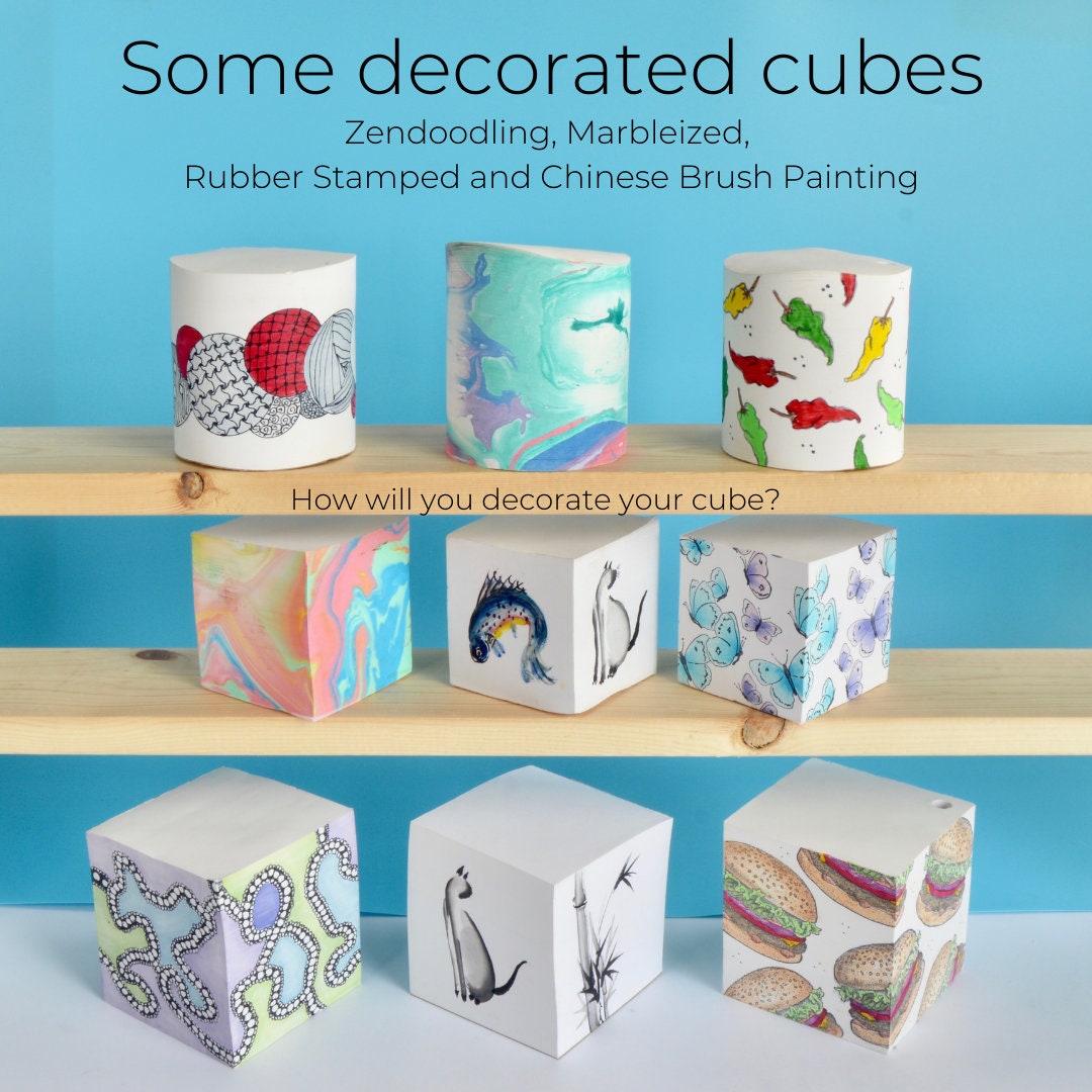 Large White 3-1/2" Square Memo Cube, Use White or Decorate; Rubber ...