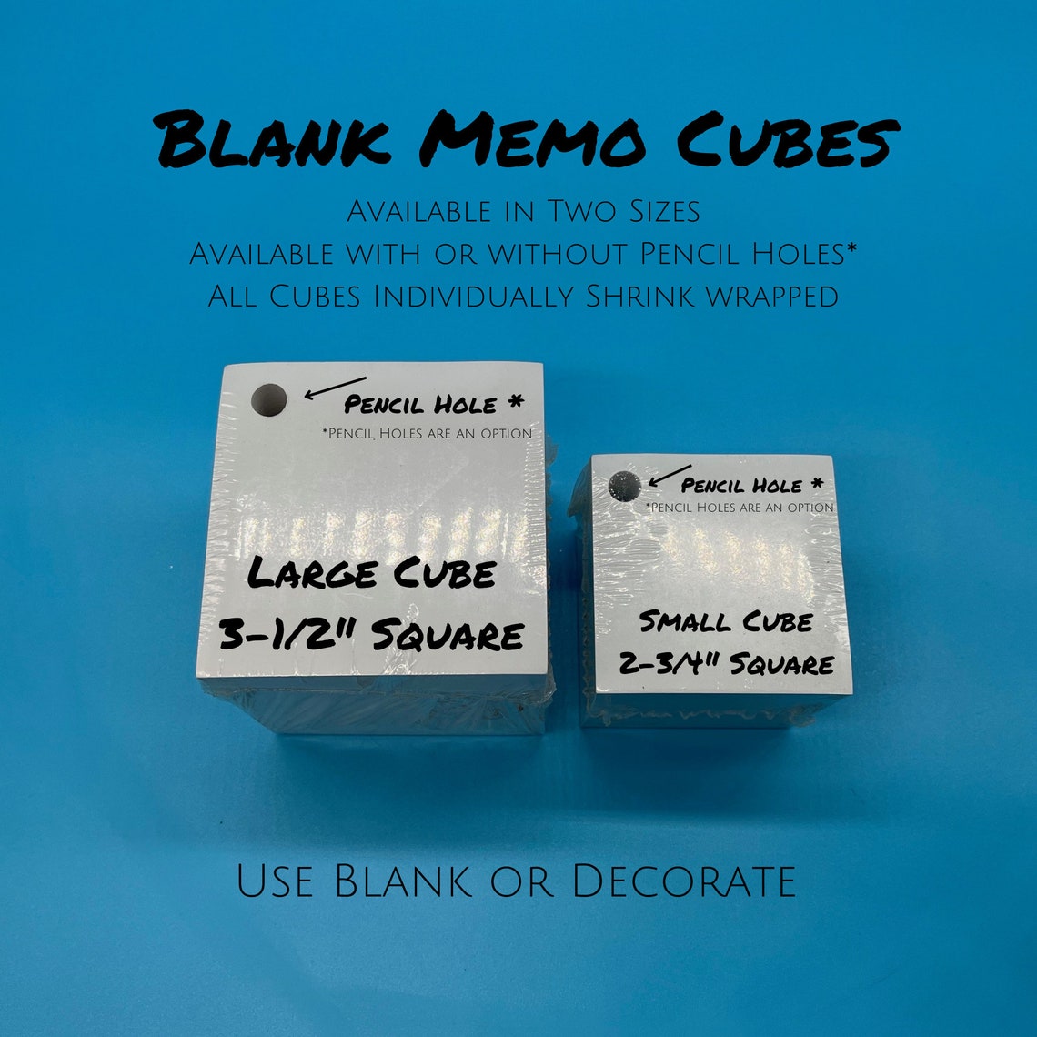 Large White 3-1/2" Square Memo Cube, Use White or Decorate; Rubber ...
