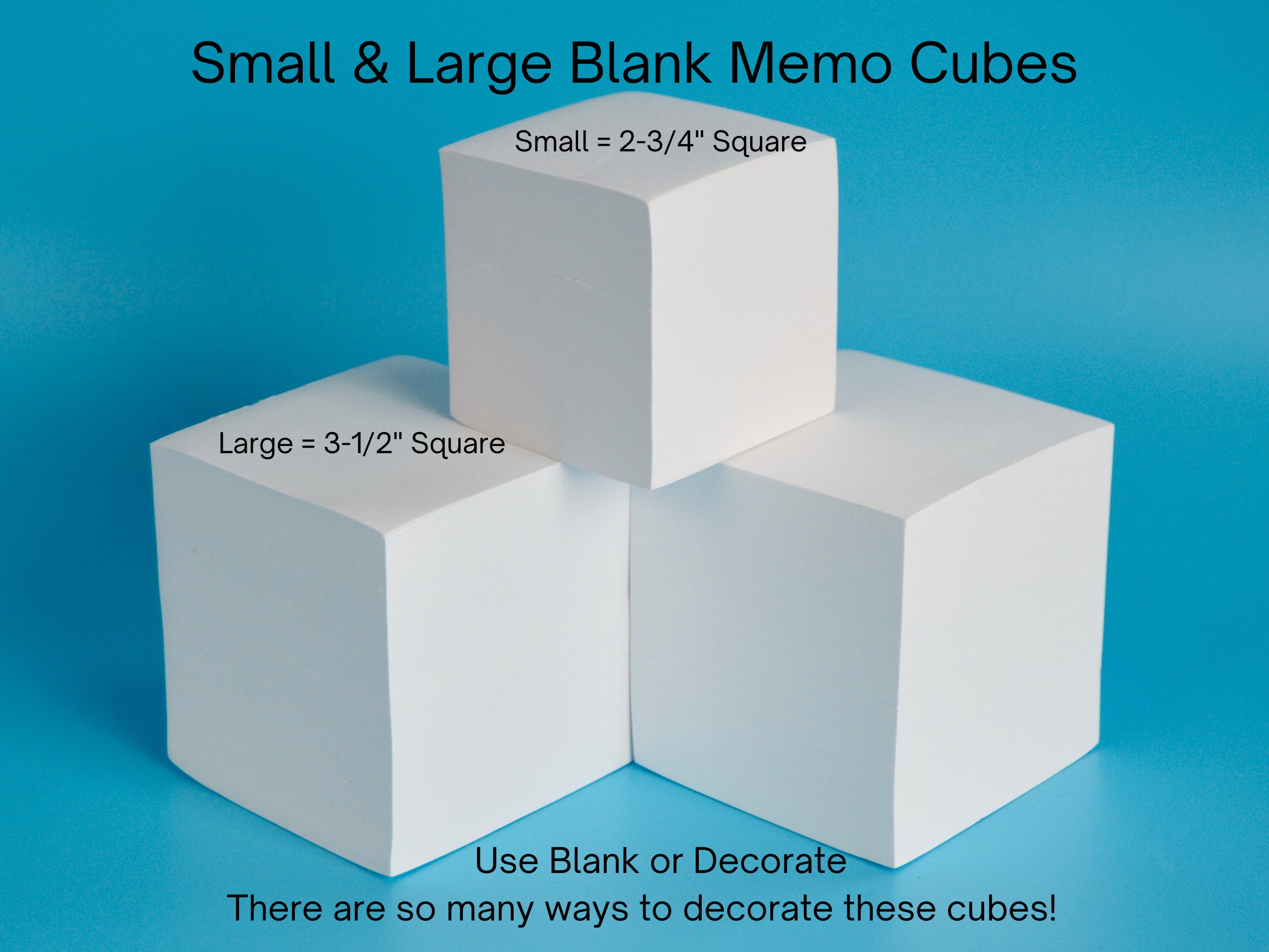 Large White 3-1/2" Square Memo Cube, Use White or Decorate; Rubber ...