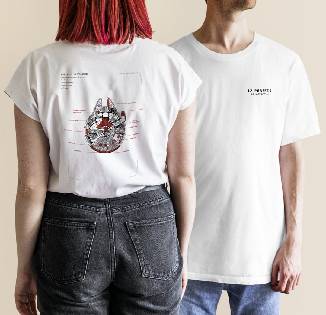 Millenium Falcon Blueprint Graphic Tshirt, Star Wars Tshirt, Star Wars ...