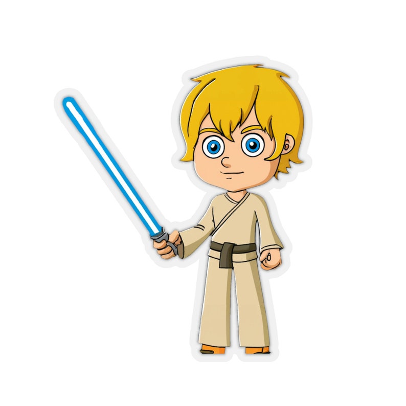 Cute Cartoon Luke Skywalker Kiss-cut Sticker, Cool Sticker, Star Wars ...
