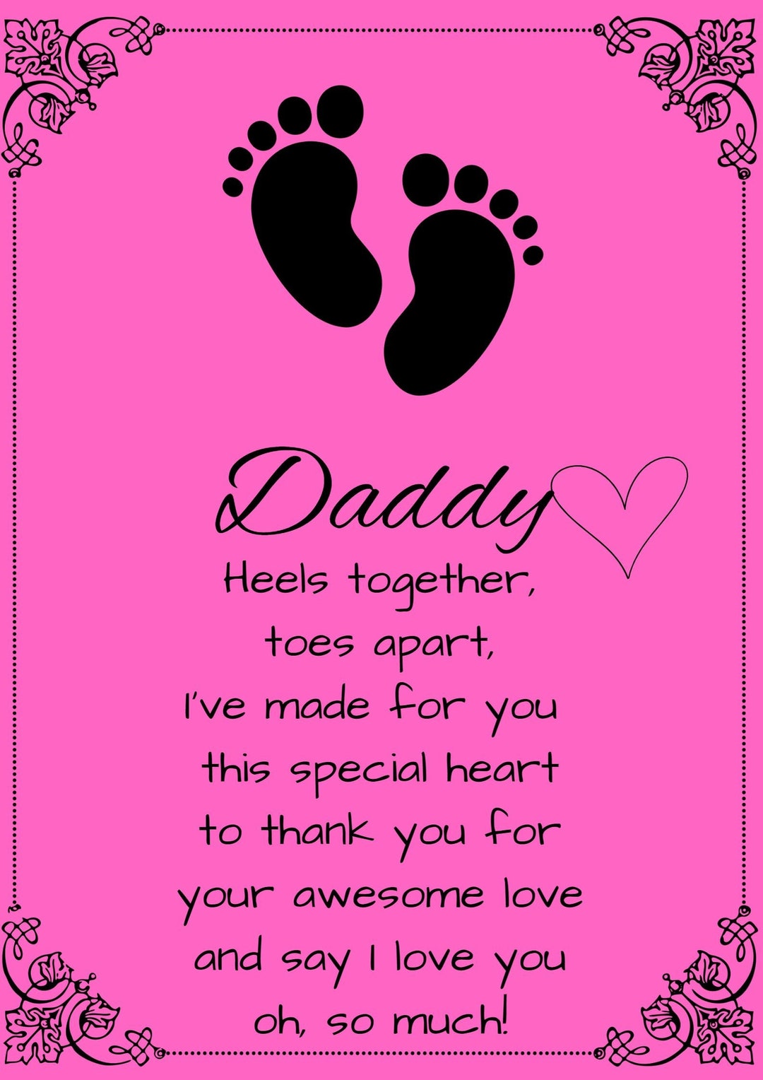 Poema de huella de papá / cumpleaños del día de padres / papá papá ...