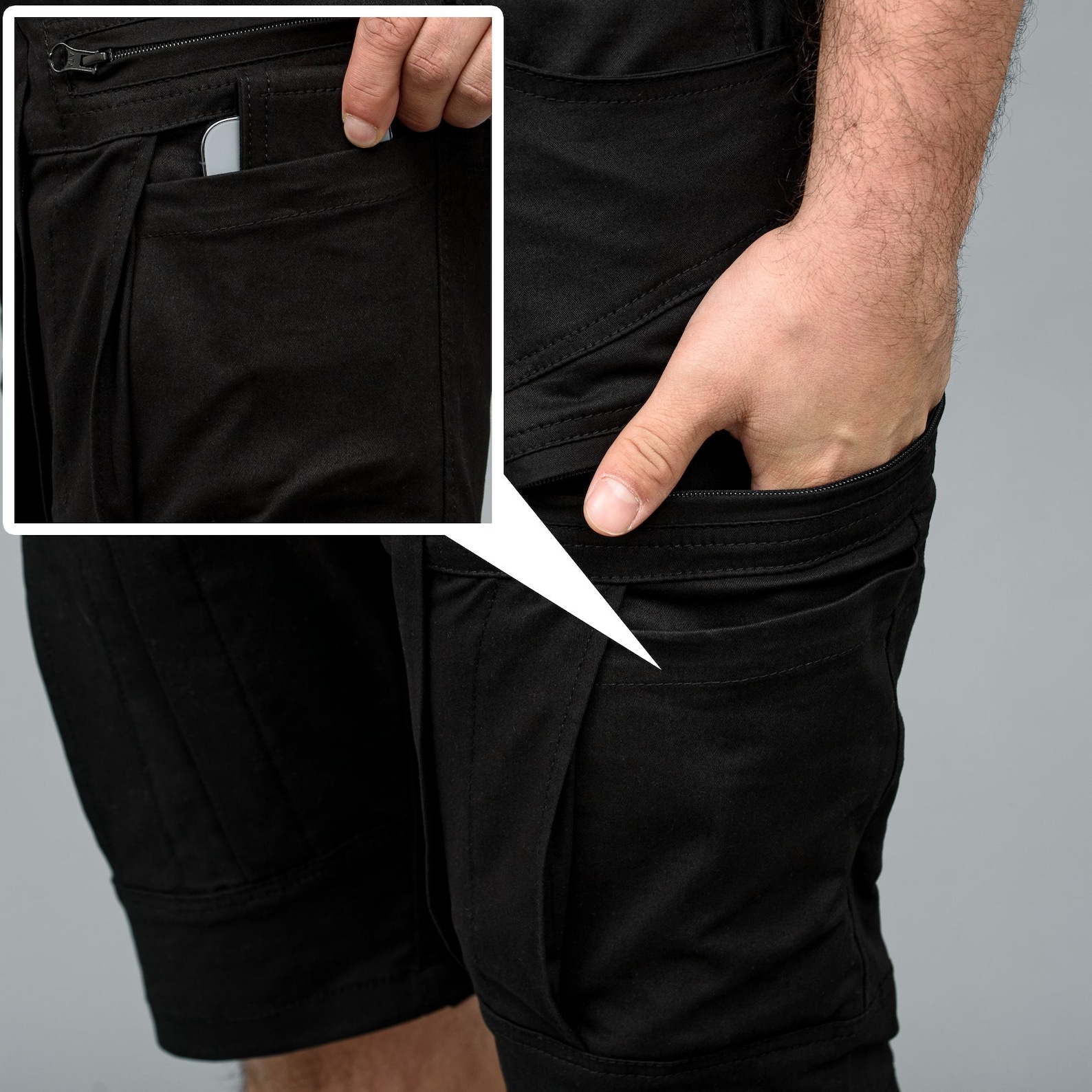 Cargo Shorts With Belt "spartan" Black (cotton Stretch) - Etsy