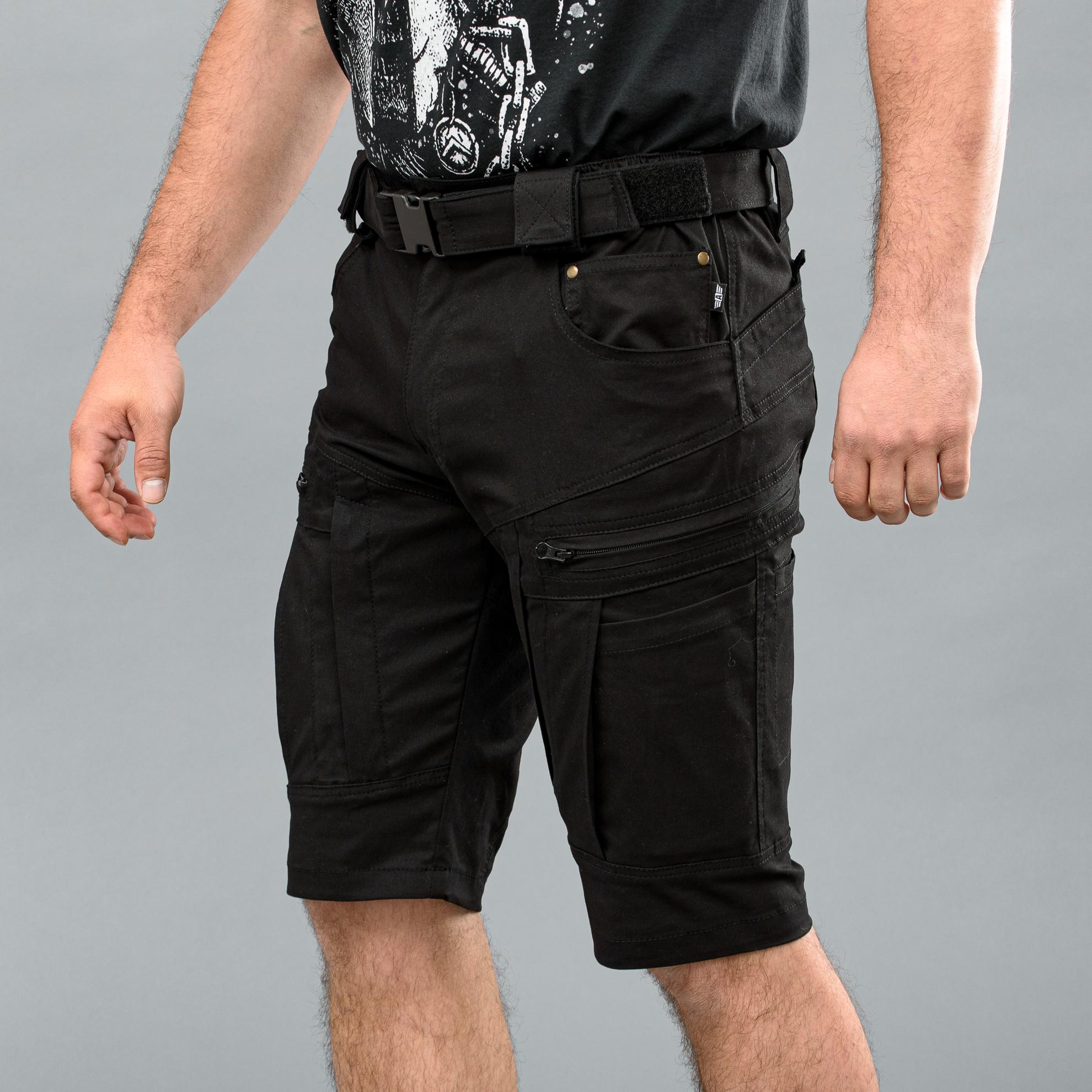 Cargo Shorts With Belt "spartan" Black (cotton Stretch) - Etsy