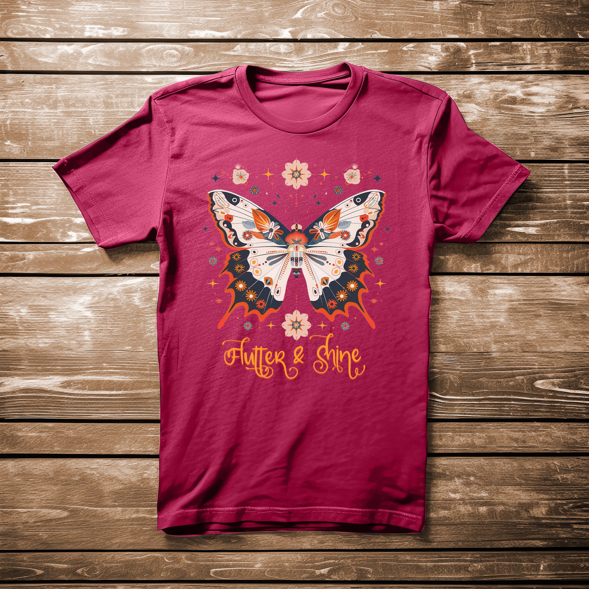 Flutter & Shine Butterfly T-shirt, Inspirational Summer Festival Wear ...