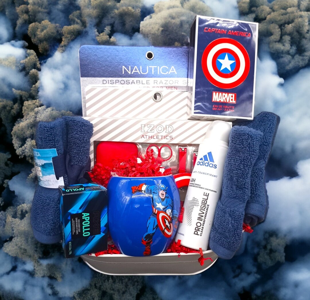 Captain America Gift Basket for Him, Christmas Gift for Man, Gift ...