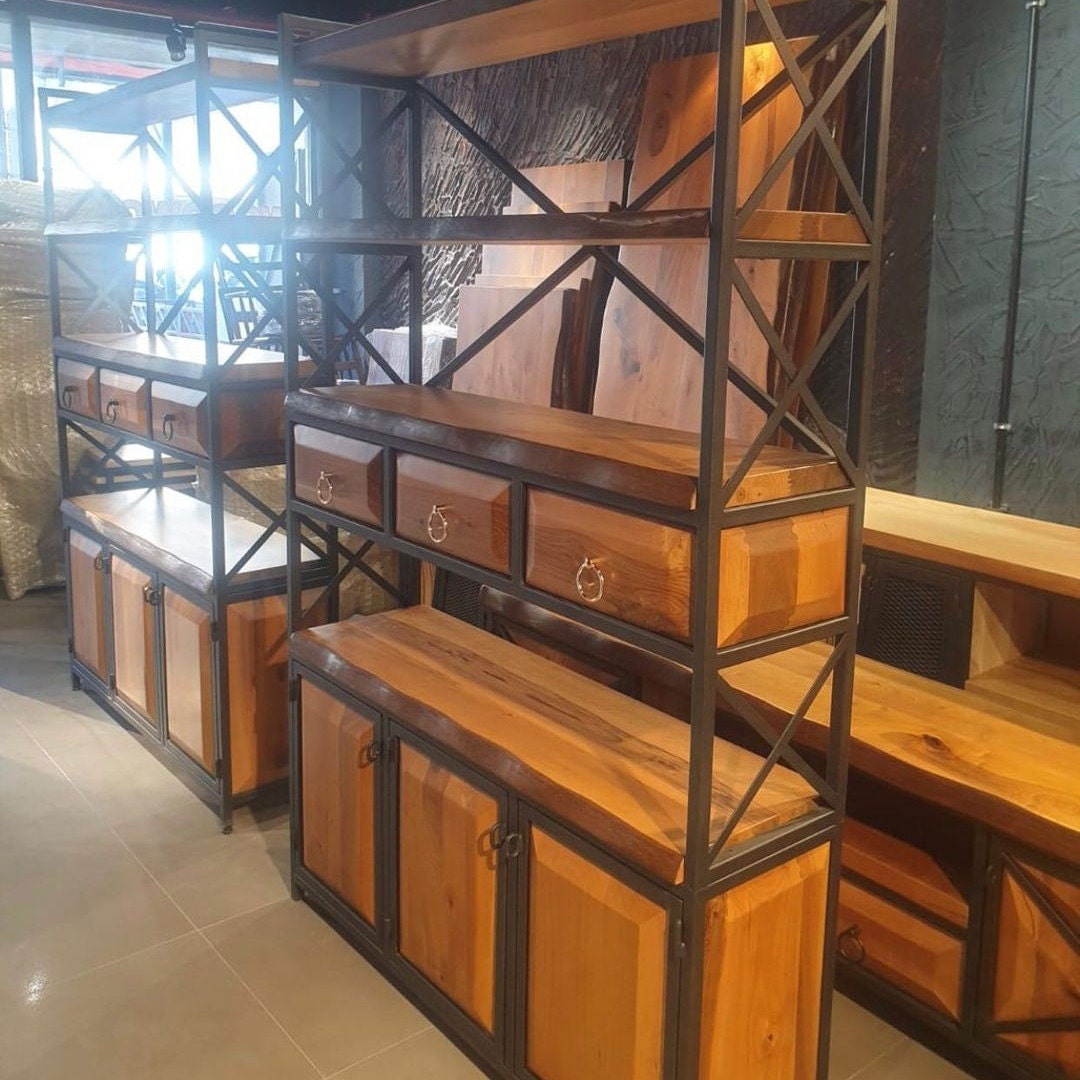 Natural Oak Multi-purpose Shelf Bookcase With Drawers and - Etsy