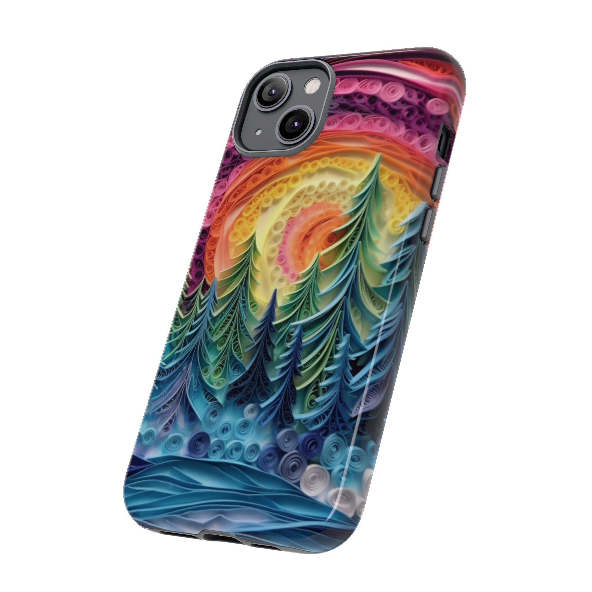 3D Sunset and Pine Trees Paper Quilling Cell Phone Case for Iphone ...