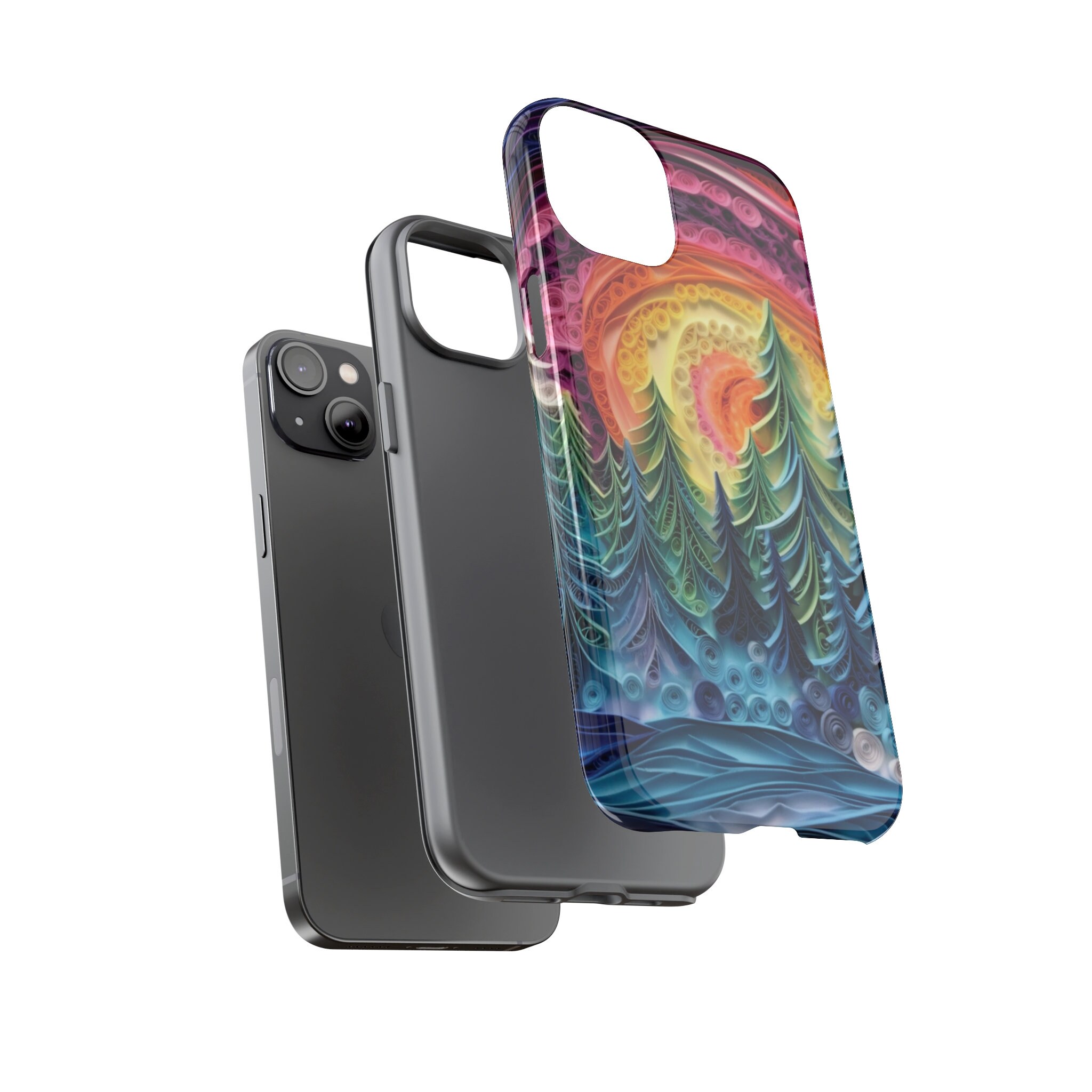 3D Sunset and Pine Trees Paper Quilling Cell Phone Case for Iphone ...