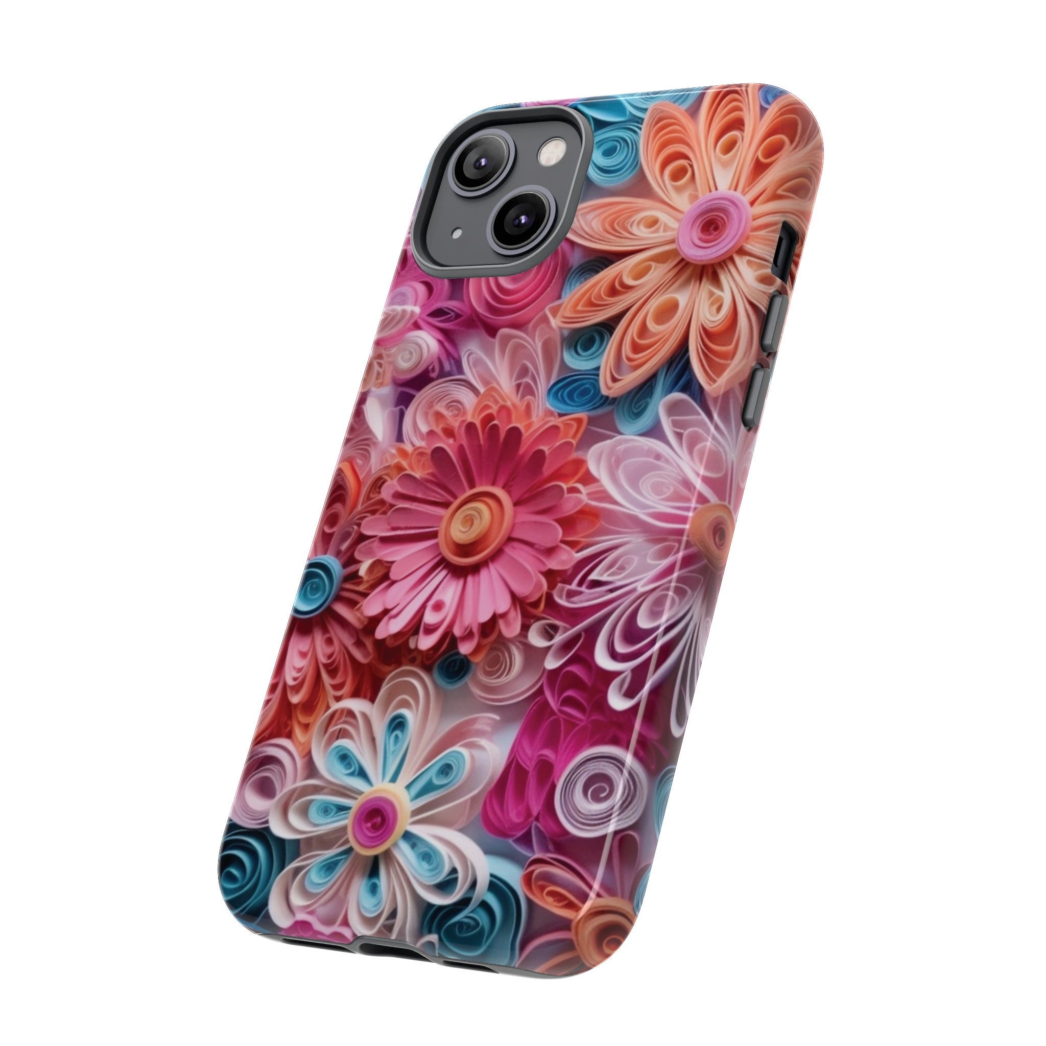 3D Pink Flowers Paper Quilling Cell Phone Case for Iphone, Samsung or ...