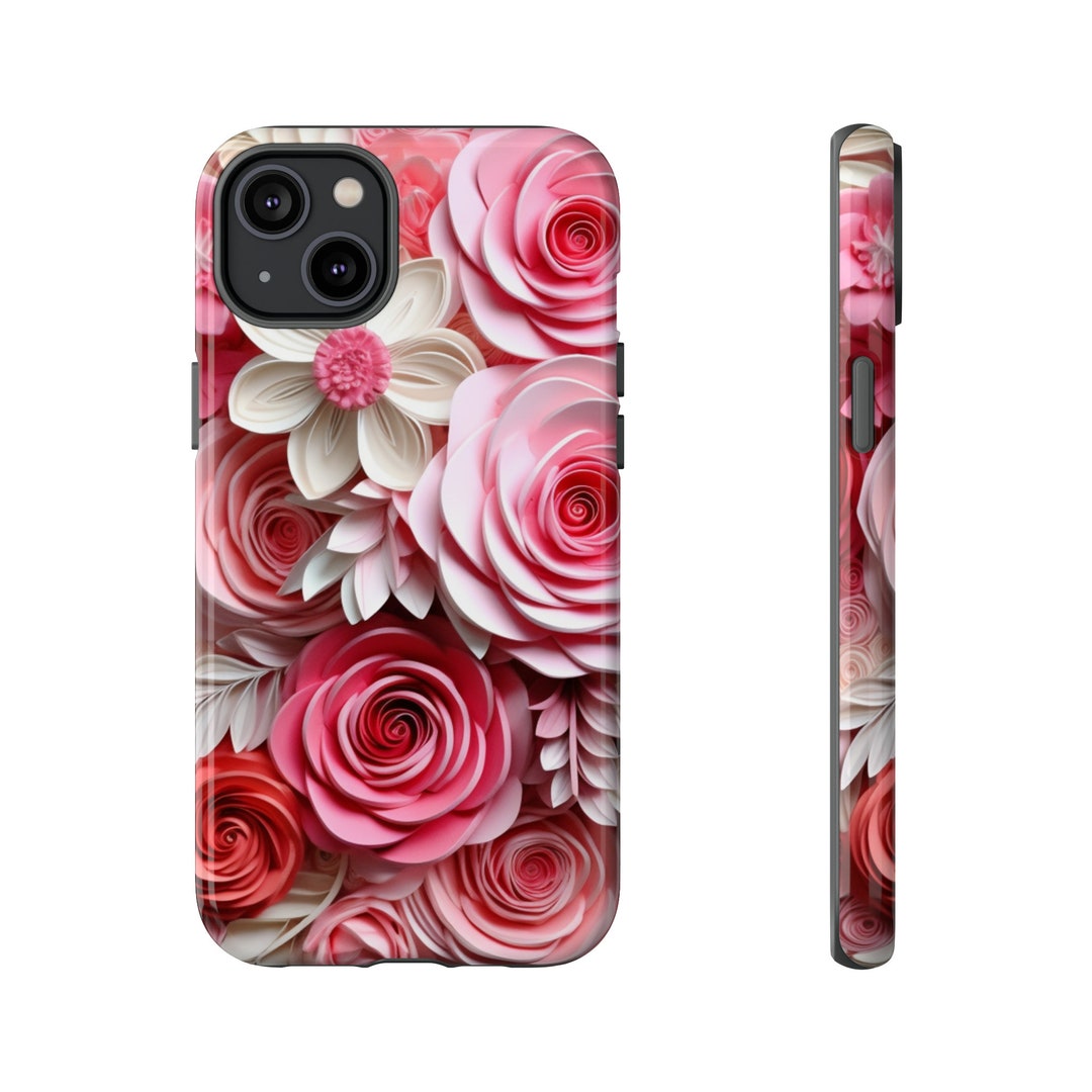 3D Pink Flowers Paper Quilling Cell Phone Case for Iphone, Samsung or ...