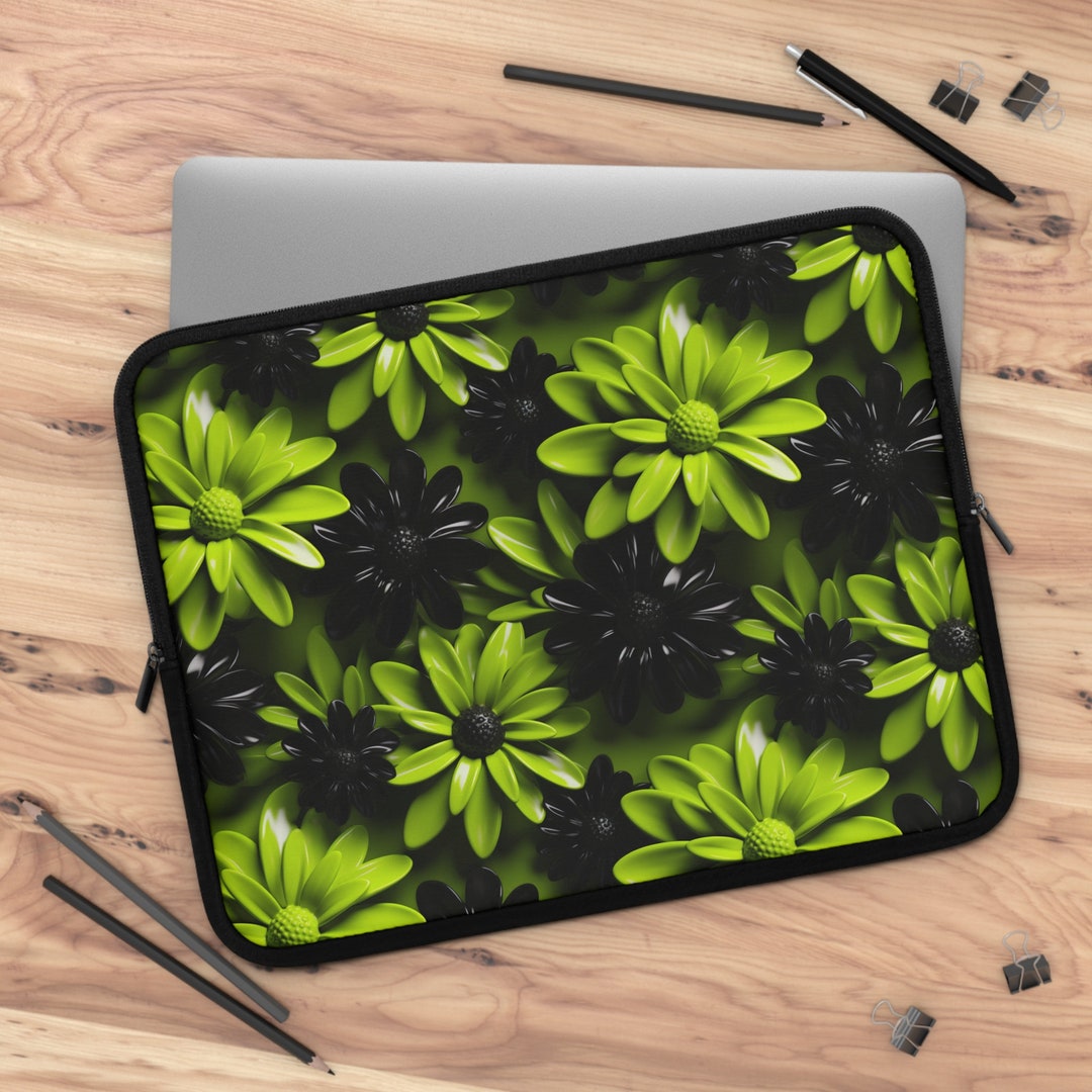 3D Daisies Lime Laptop or Tablet Sleeve, 5 Sizes, Laptop Cover, Gift ...