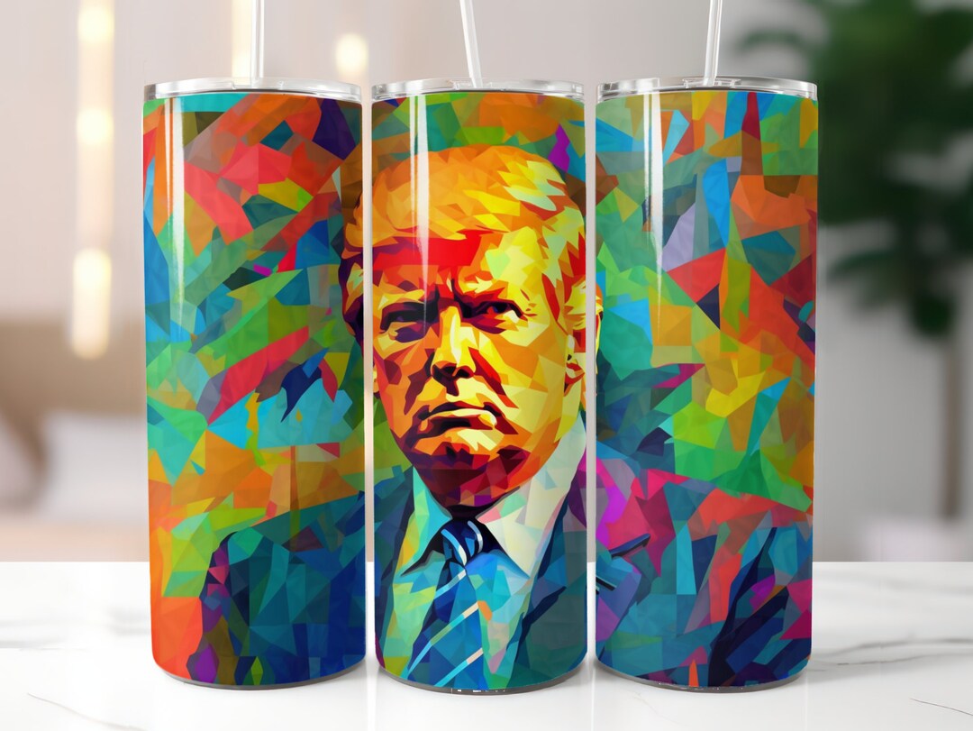 Donald Trump Mosaic Style 20 Oz Skinny Tumbler Sublimation Wrap Design ...