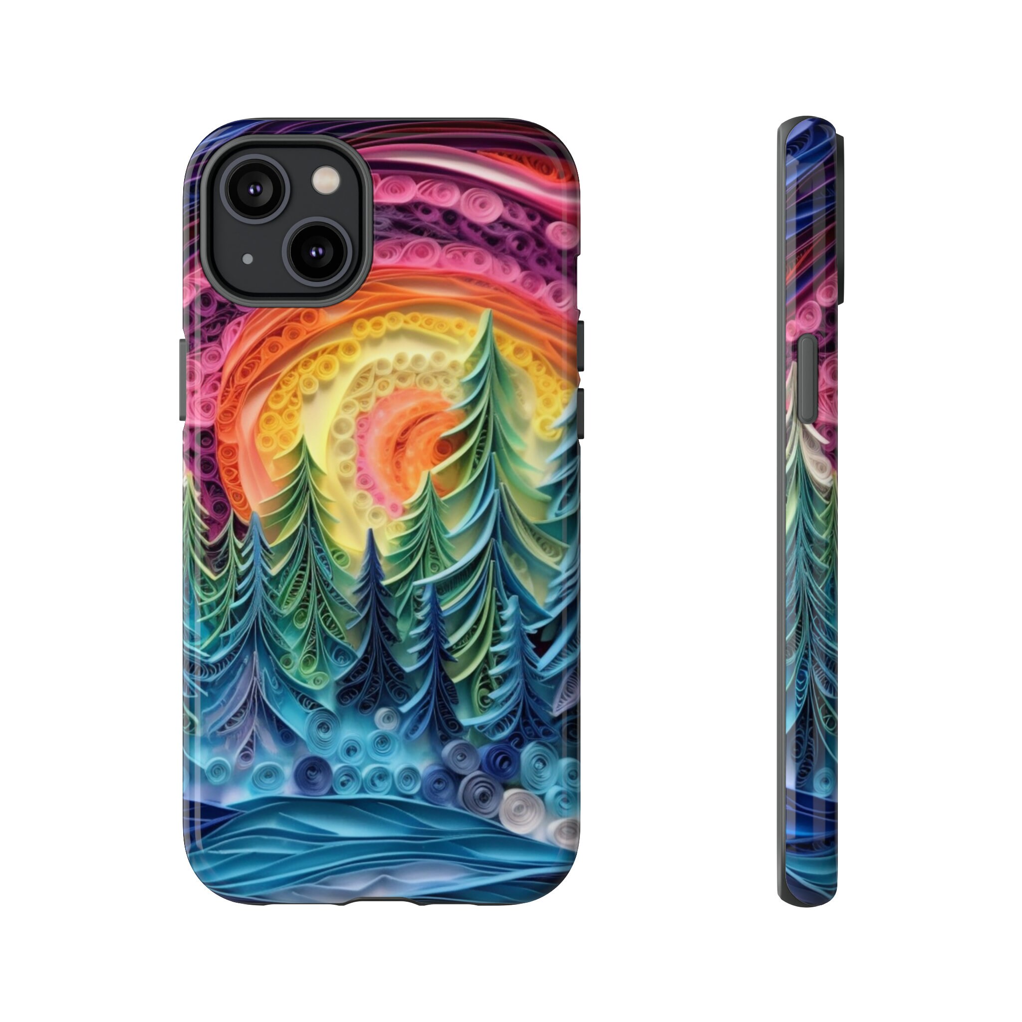 3D Sunset and Pine Trees Paper Quilling Cell Phone Case for Iphone ...