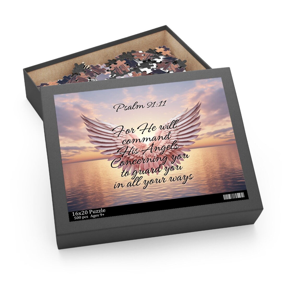 Angel Wings Scripture Psalms Christian Jigsaw Puzzle, Cardboard ...