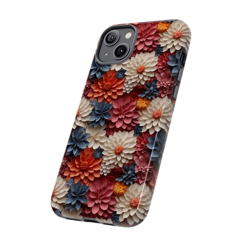 3D Flowers Burgundy Ivory & Rust Cell Phone Case for Iphone, Samsung or ...