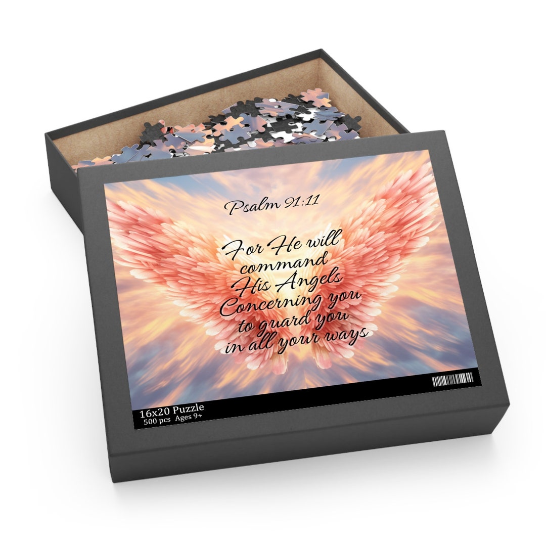 Angel Wings Scripture Psalms Christian Jigsaw Puzzle, Cardboard ...