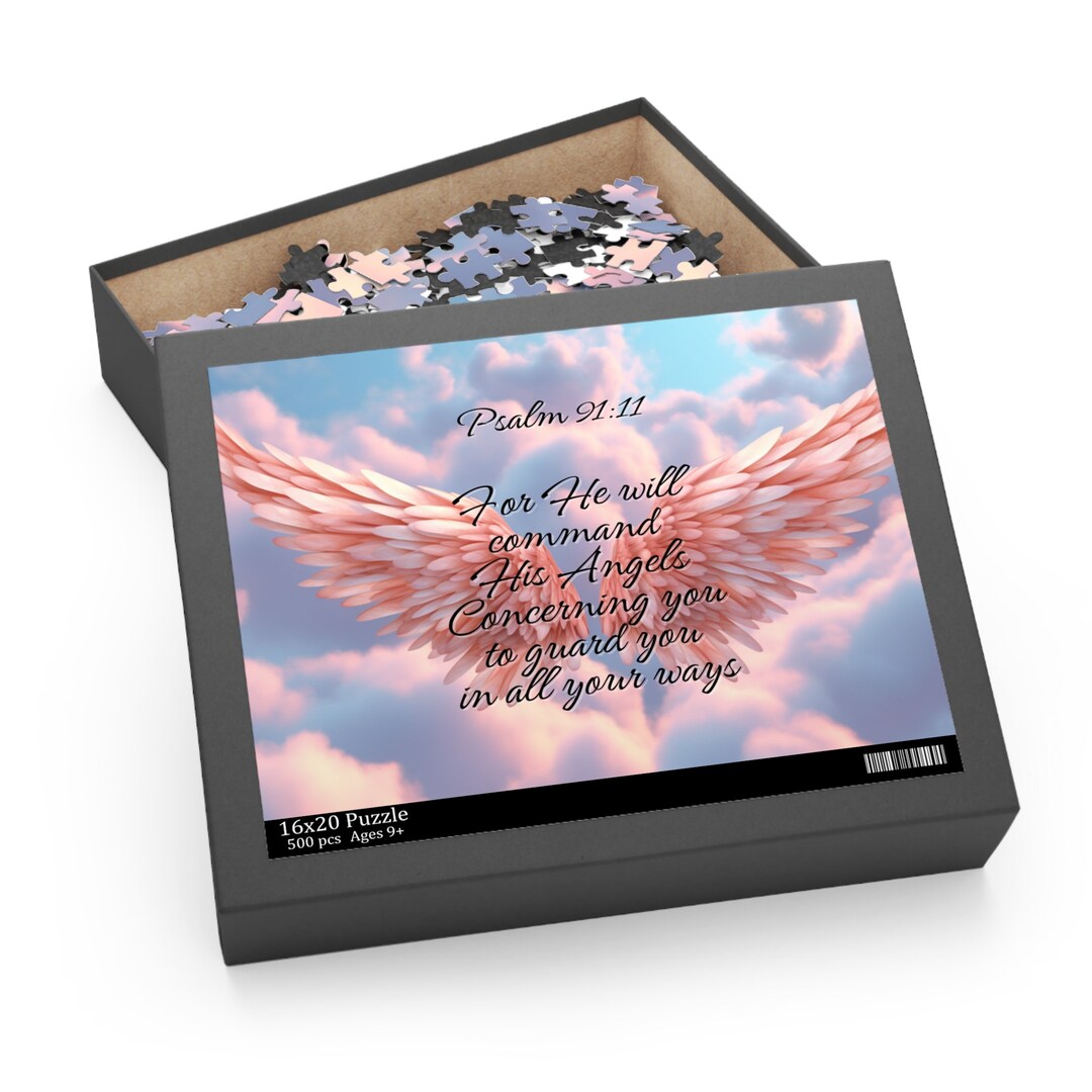 Angel Wings Scripture Psalms Christian Jigsaw Puzzle, Cardboard ...