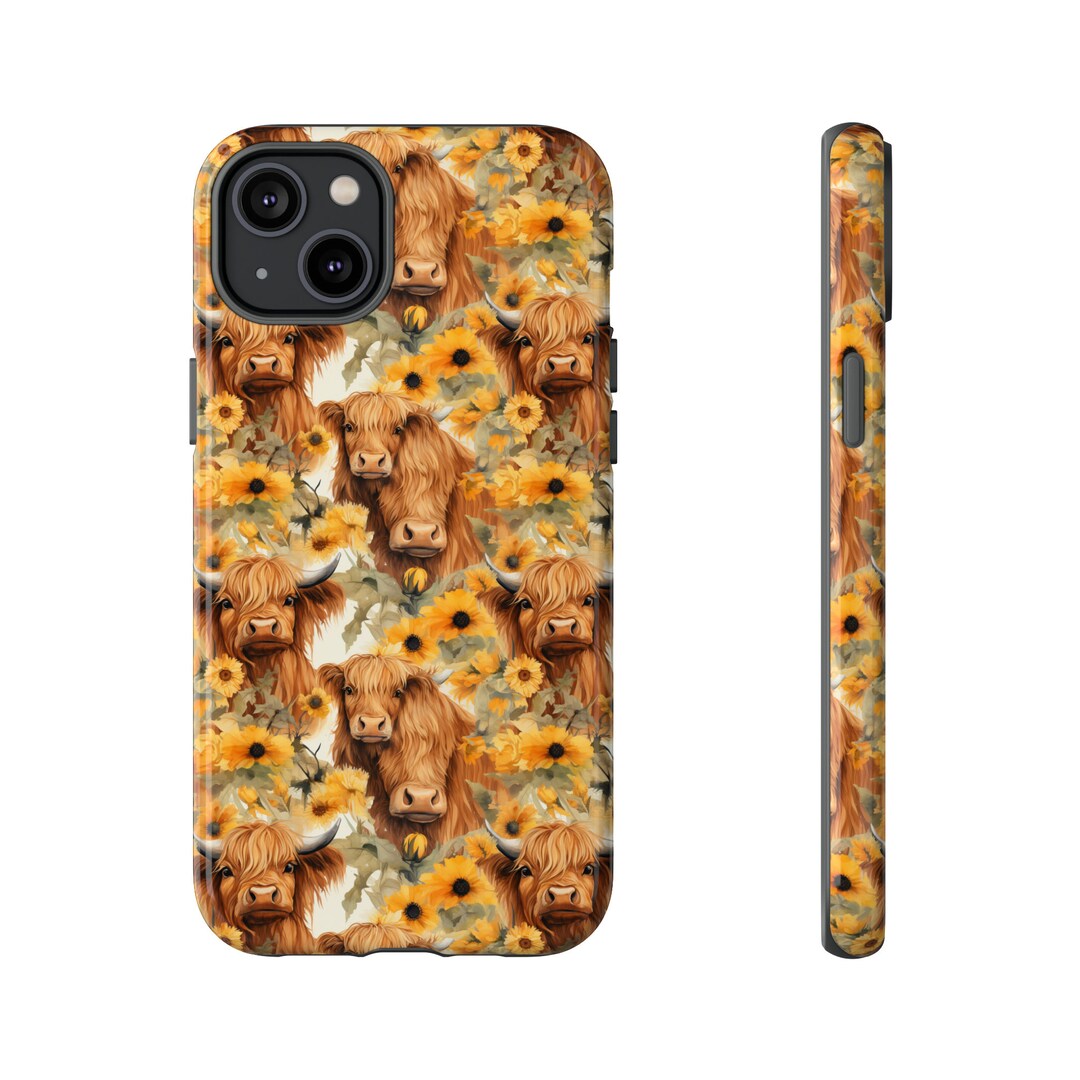 Highland Cow and Sunflowers Cell Phone Tough Case for Iphone, Samsung ...