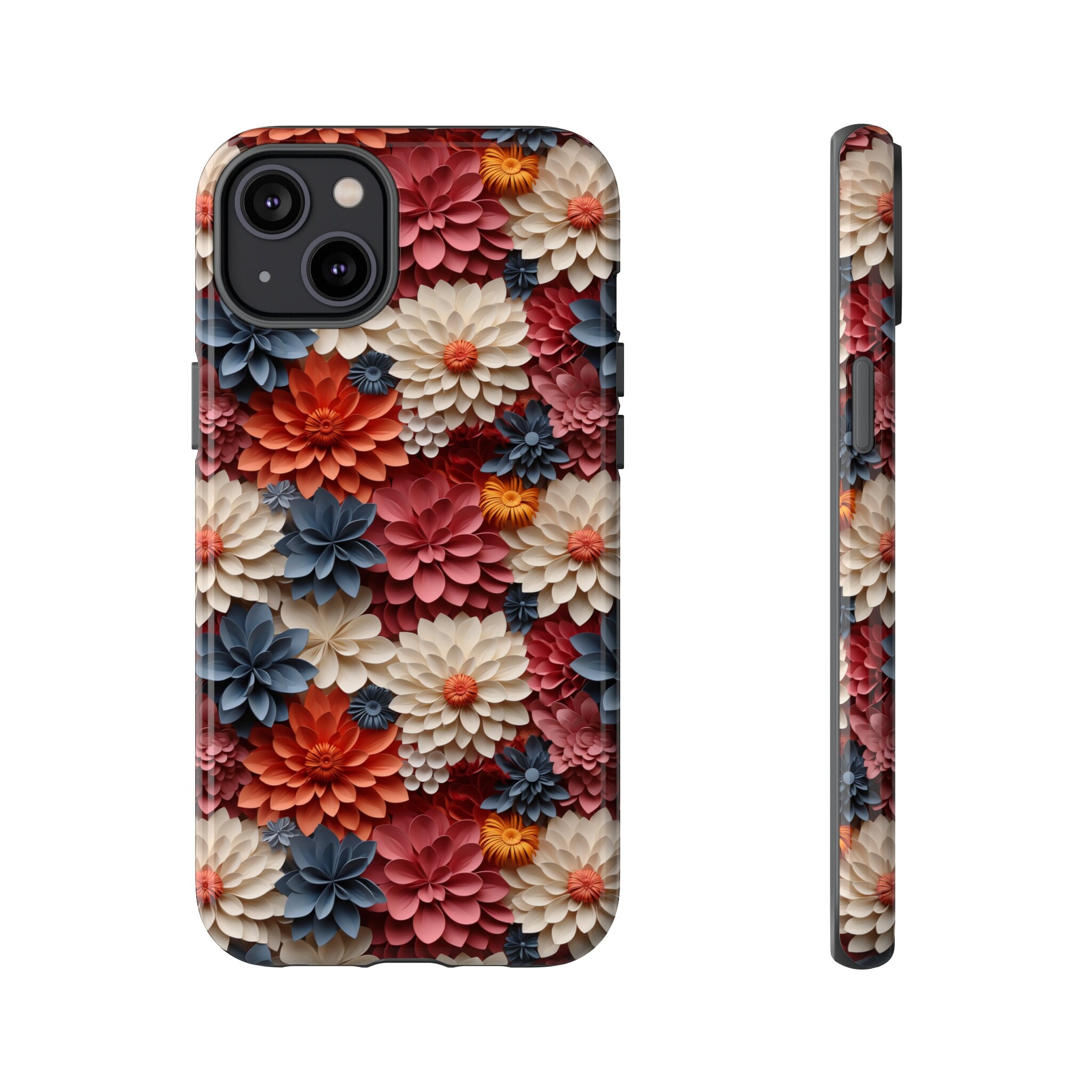3D Flowers Burgundy Ivory & Rust Cell Phone Case for Iphone, Samsung or ...