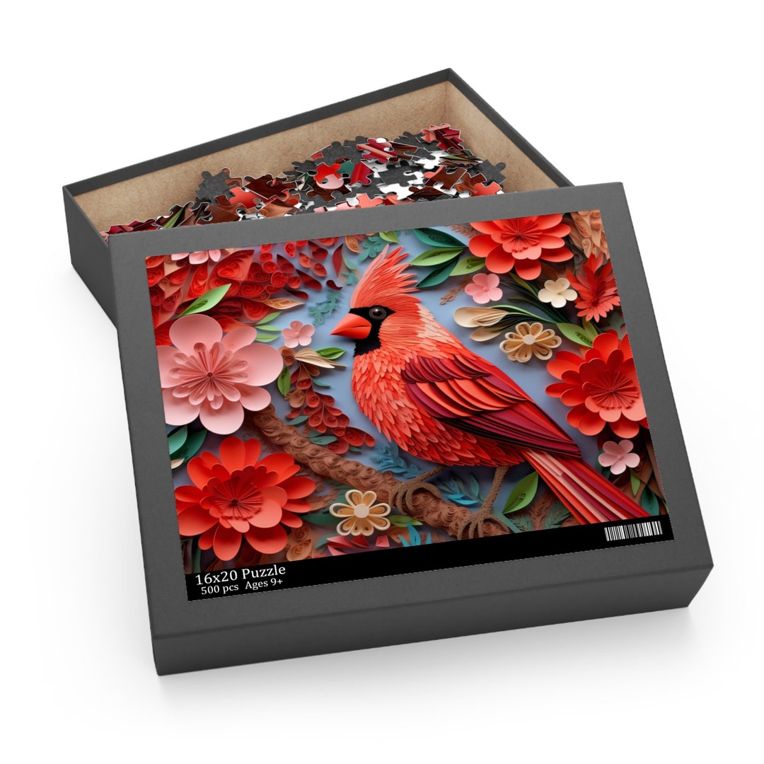 Cardinal Bird Paper Quilling Paper Art Jigsaw Puzzle, Cardboard ...