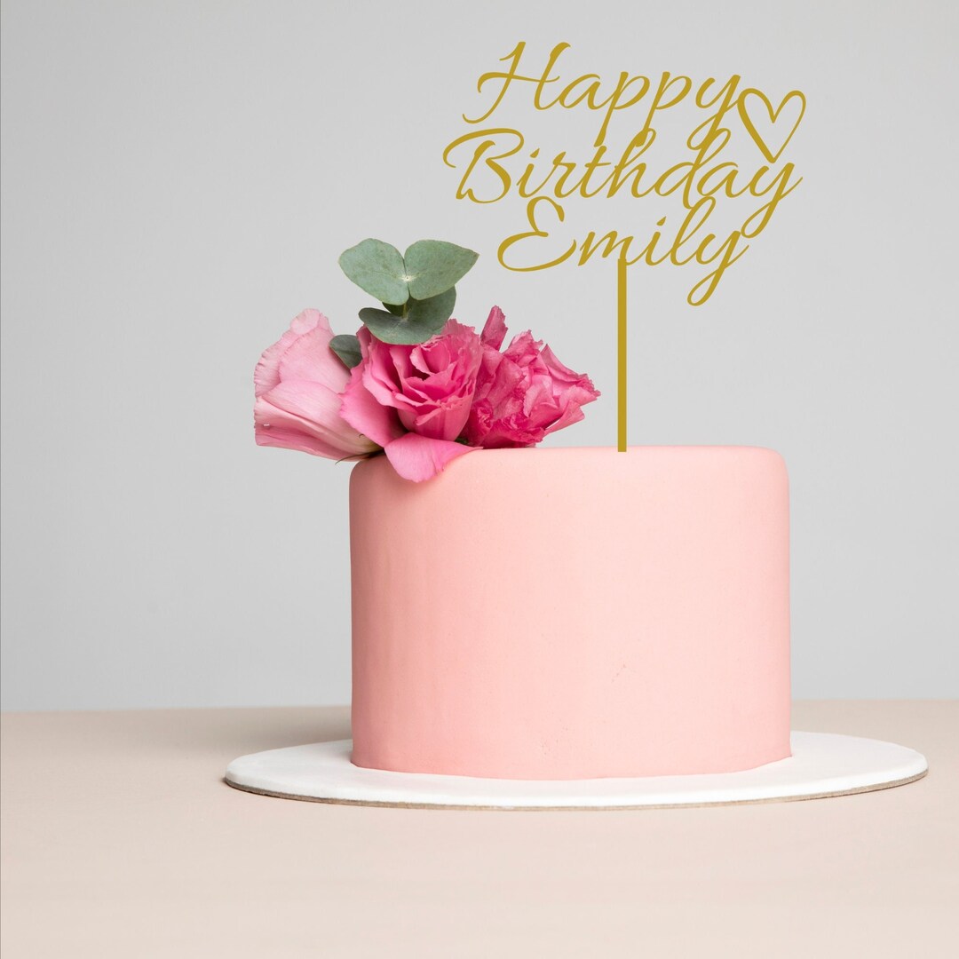 Personalized Happy Birthday Cake Topper || Metallic Cake Topper ...