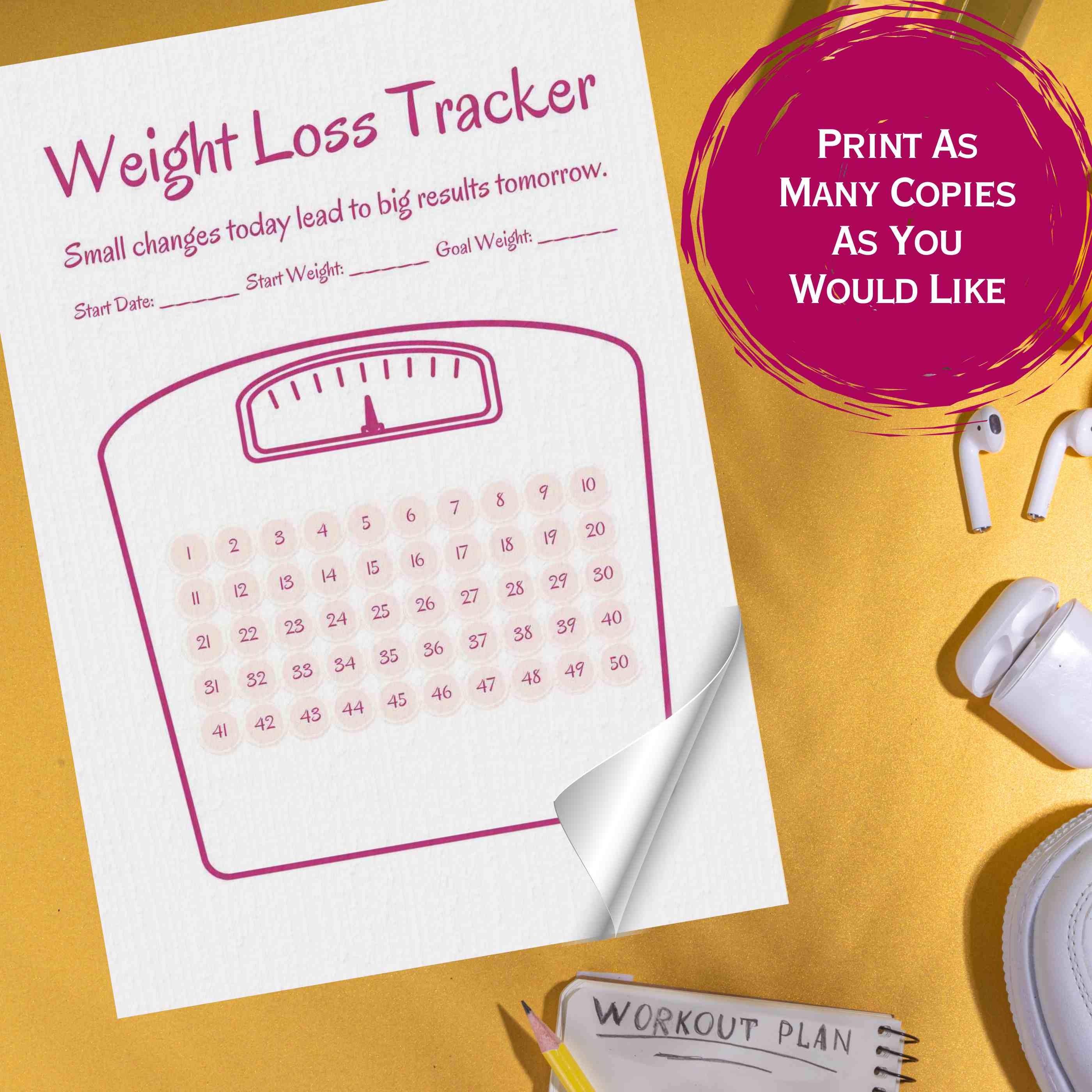 Printable Weight Loss Tracker Checkoff Sheet - Fitness Progress Chart ...