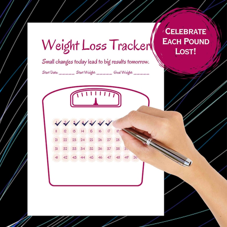Printable Weight Loss Tracker Checkoff Sheet - Fitness Progress Chart ...