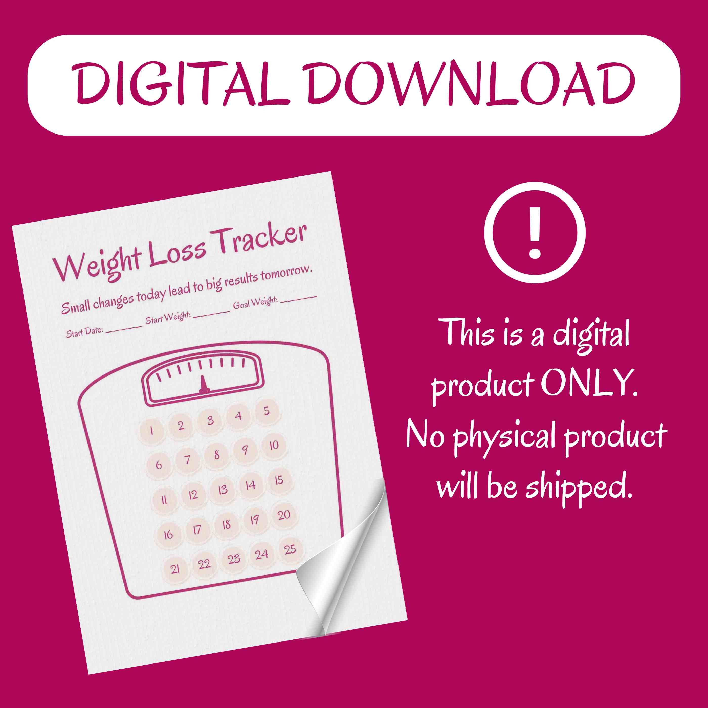 Printable Weight Loss Tracker Checkoff Sheet - Goal Tracking - Fitness ...
