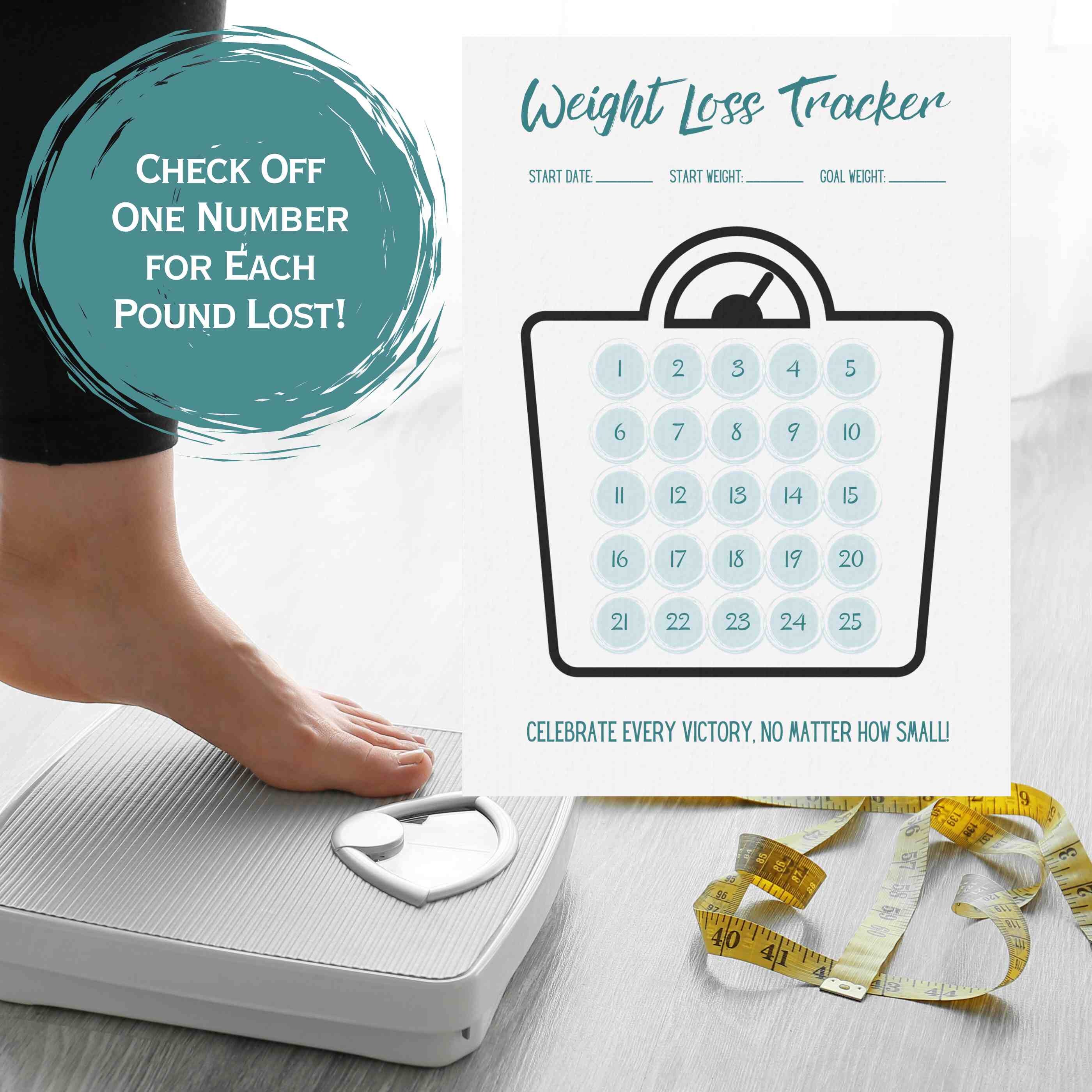 Printable Weight Loss Tracker Checkoff Sheet - Fitness Progress Chart ...