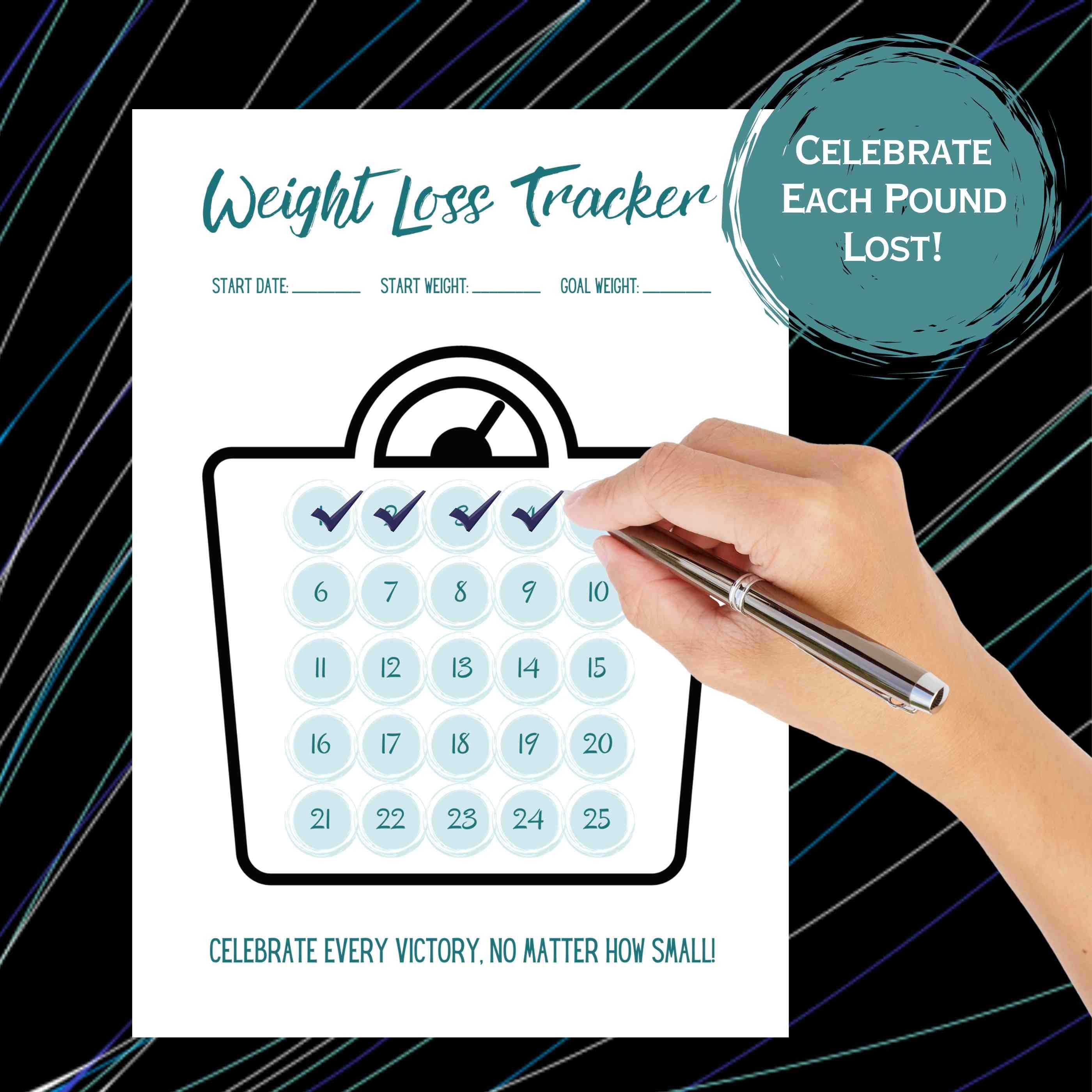 Printable Weight Loss Tracker Checkoff Sheet - Fitness Progress Chart ...