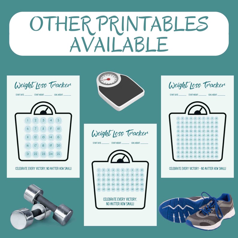 Printable Weight Loss Tracker Checkoff Sheet Fitness Progress Chart ...